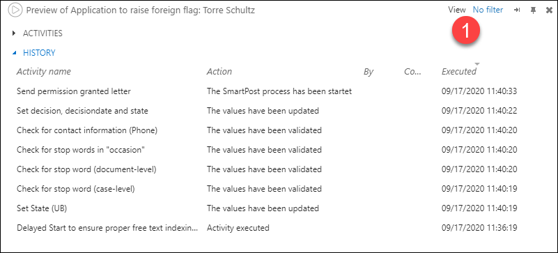 How an automated business process looks in KMD WorkZone